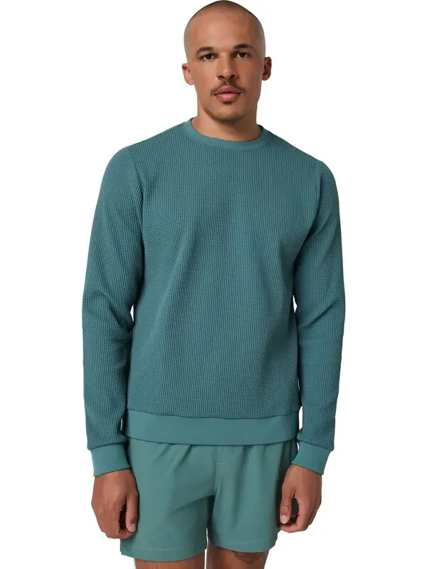 Vuori Tech Waffle Crew Neck Shirt - Dark Cyan
