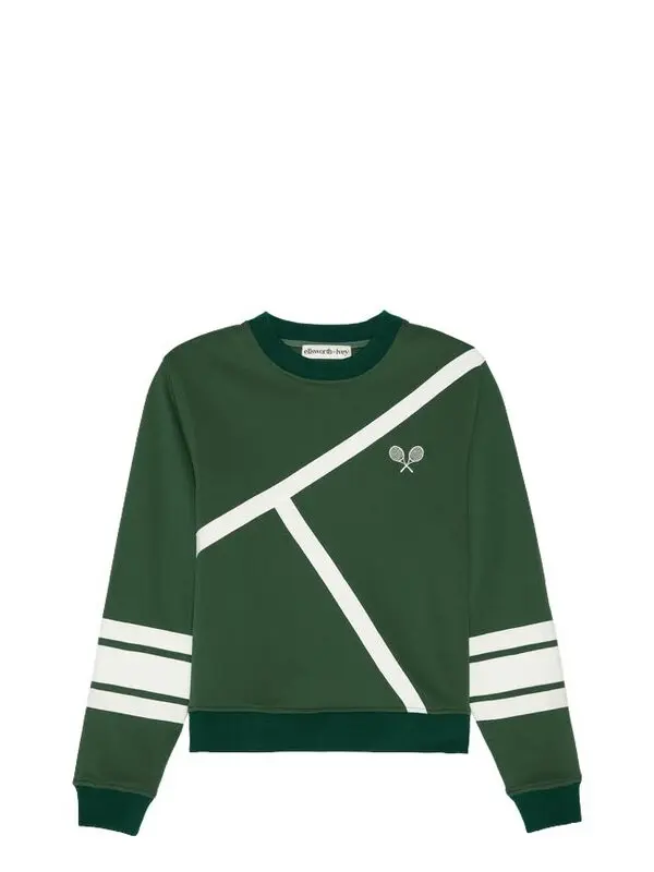 ELLSWORTH + IVEY Elle Tennis Lines Sweatshirt - Green