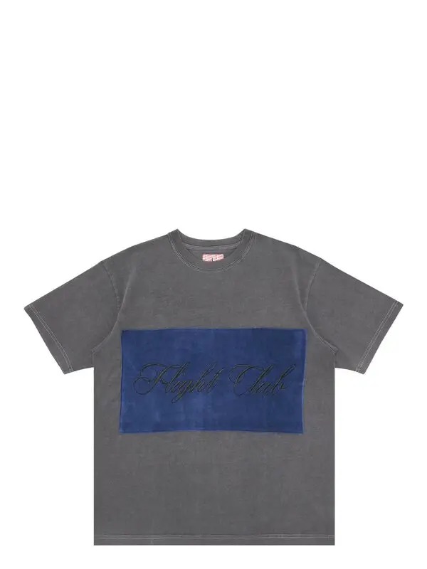 FLIGHT CLUB Script T-shirt 'washed /velour Navy - Black