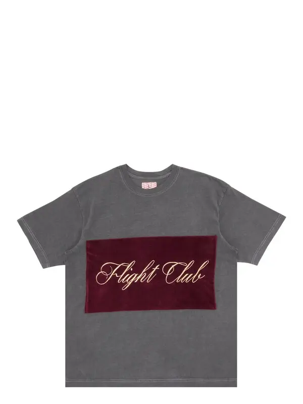 FLIGHT CLUB Script T-shirt 'washed /velour Burgundy - Black