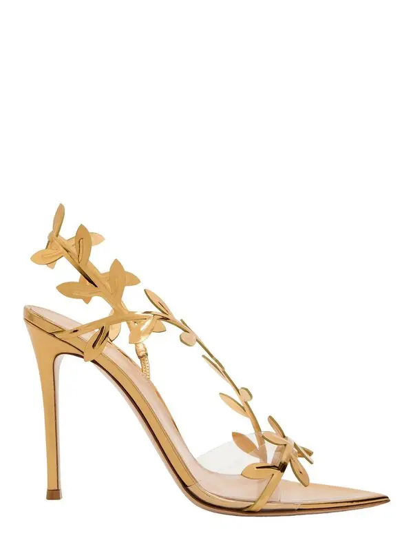 GIANVITO ROSSI Flavia 105 Metallic Leather Sandals - Gold