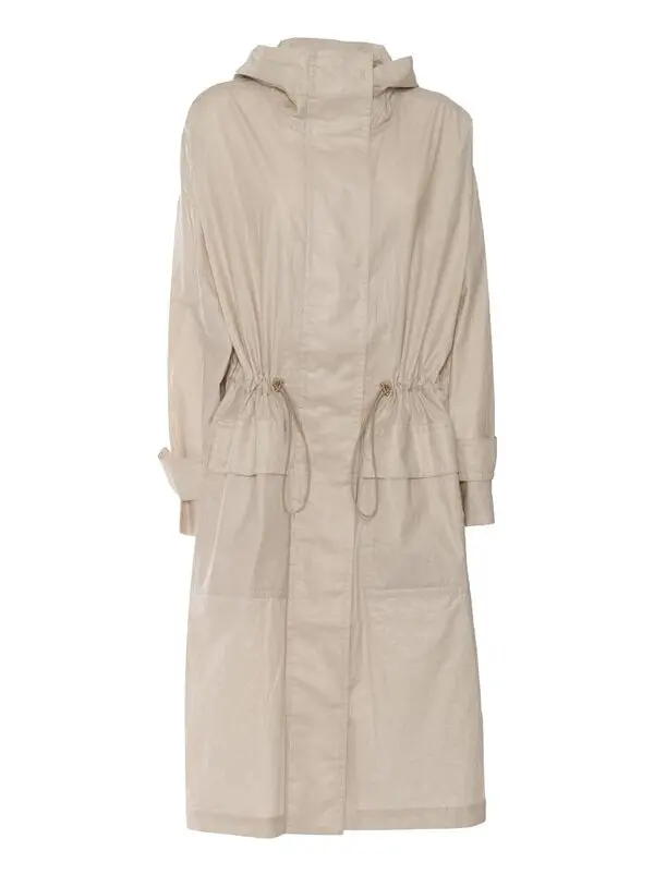 FAY Long Hooded Parka Coat - Beige