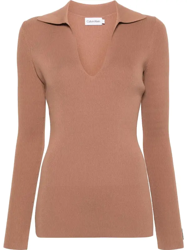 Calvin Klein Fine-ribbed Jumper - Brown