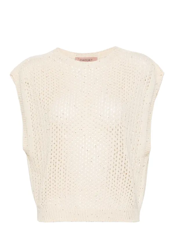 TWINSET Sequined Knit Top - Neutrals