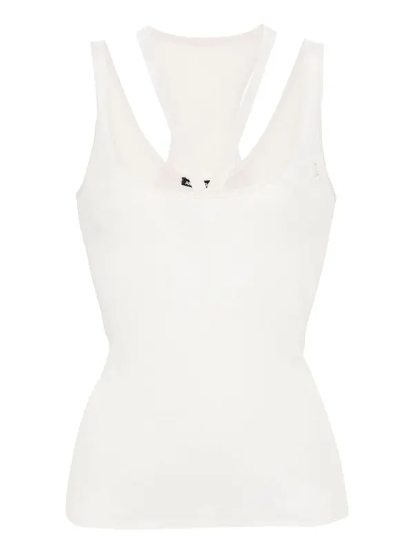 ANDREĀDAMO Fine-ribbed Cut-out Tank Top - Neutrals