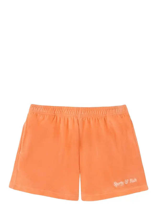 SPORTY & RICH Italic Logo Cotton Track Shorts - Orange