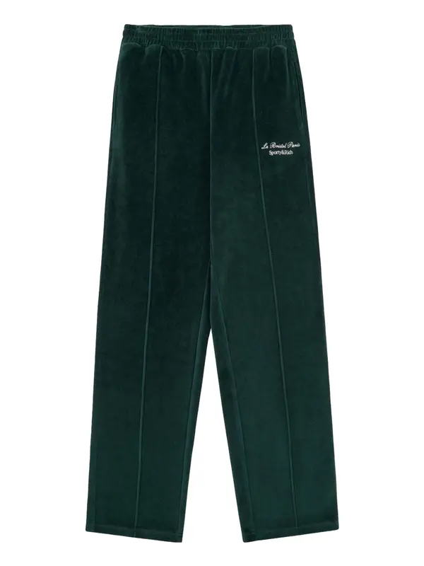 SPORTY & RICH Faubourg Velour Track Pants - Green