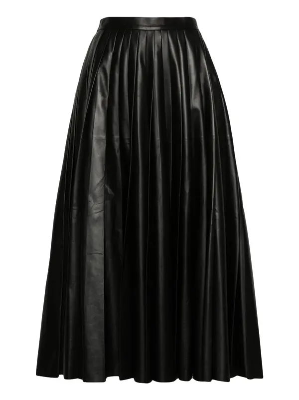 Fabiana Filippi Pleated Leather Skirt - Black