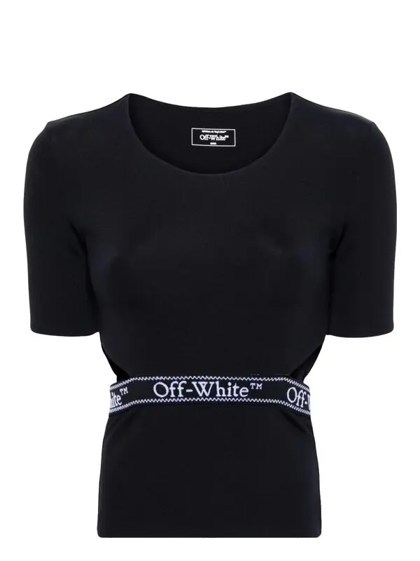Off-White Logo-tape Open-back T-shirt - Black