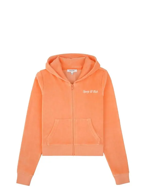 SPORTY & RICH Italic-logo Zip-up Hoodie - Orange