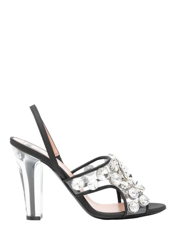 Moschino 110mm Crystal-embellished Leather Sandals - Black