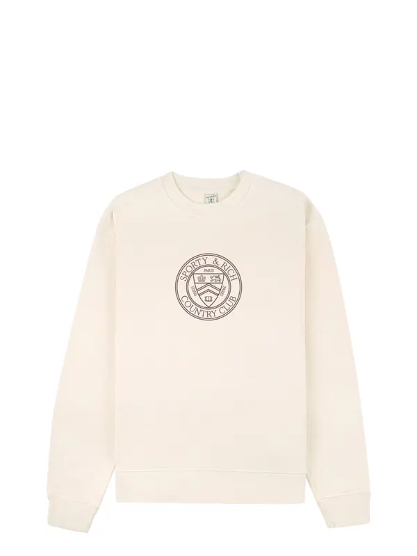 SPORTY & RICH Connecticut Crest Cotton Sweatshirt - Neutrals