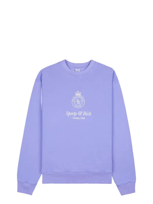 SPORTY & RICH Crown-embroidered Cotton Sweatshirt - Purple