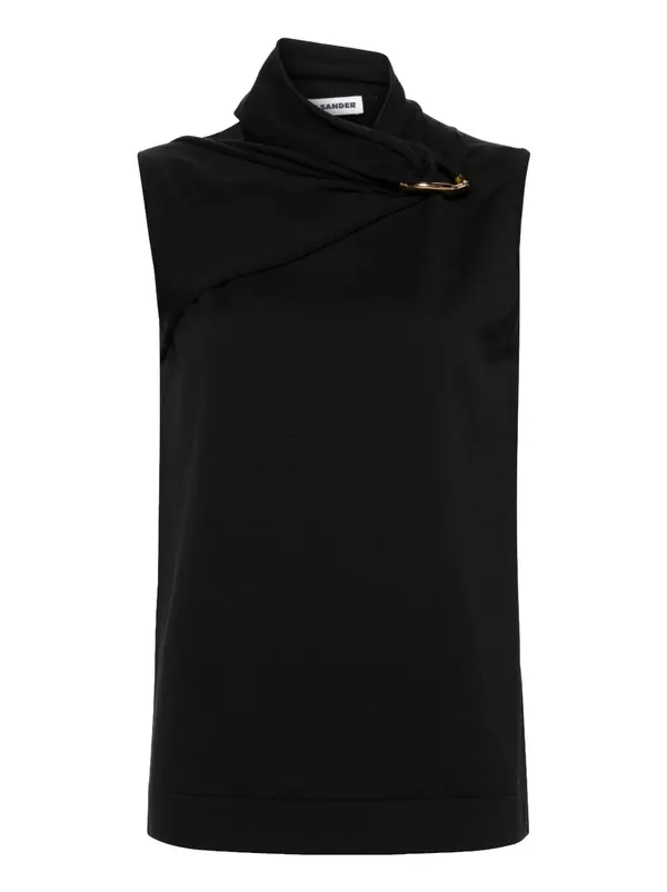 JIL SANDER Hardware-detail Knitted Tank Top - Black