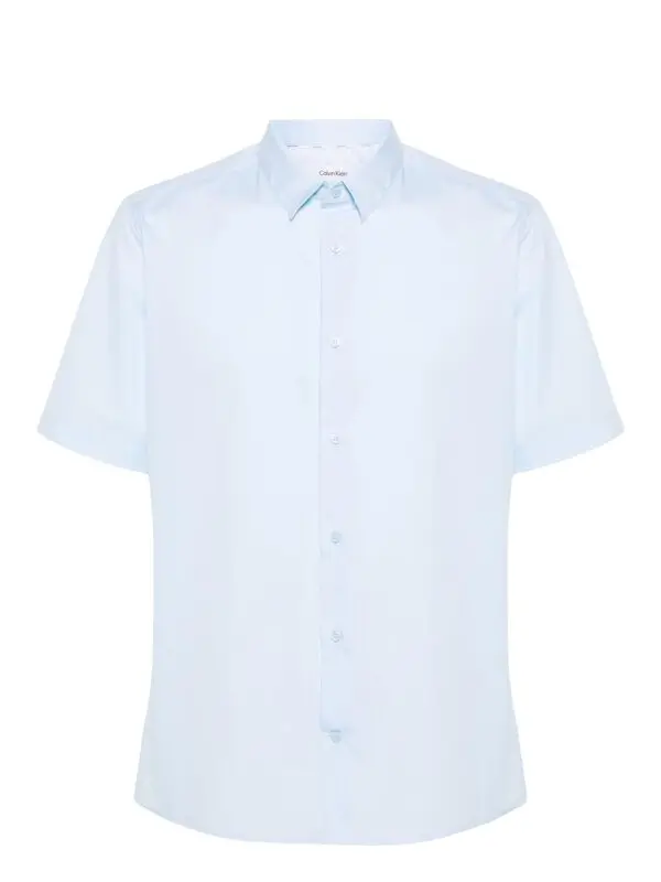 Calvin Klein Monogram-embroidered Cotton Shirt - Blue