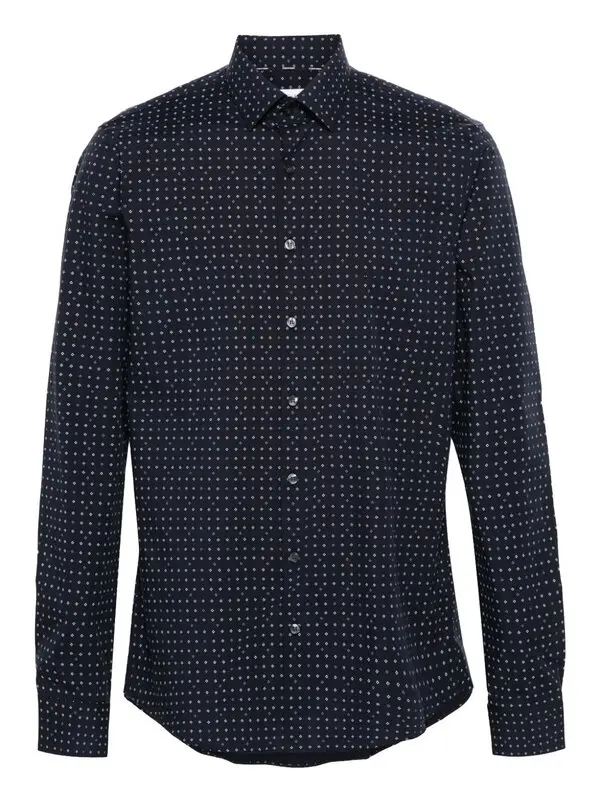 Calvin Klein Geometric-print Cotton Shirt - Blue