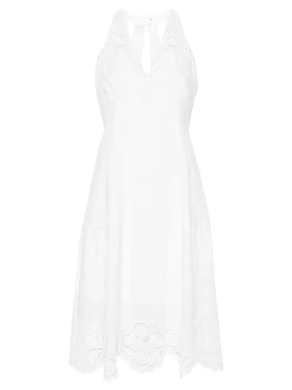 TWINSET Guipure-detail Midi Dress - White