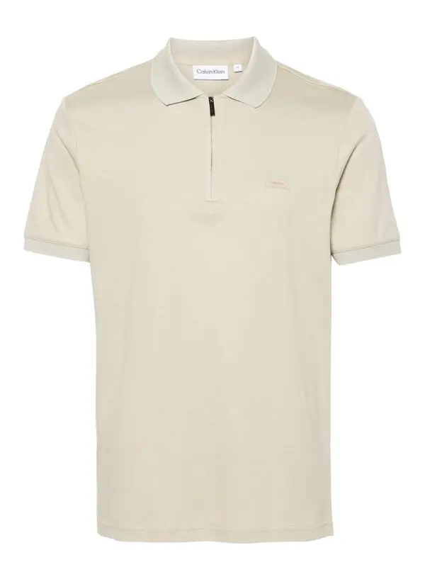 Calvin Klein Logo-patch Cotton Polo Shirt - Green