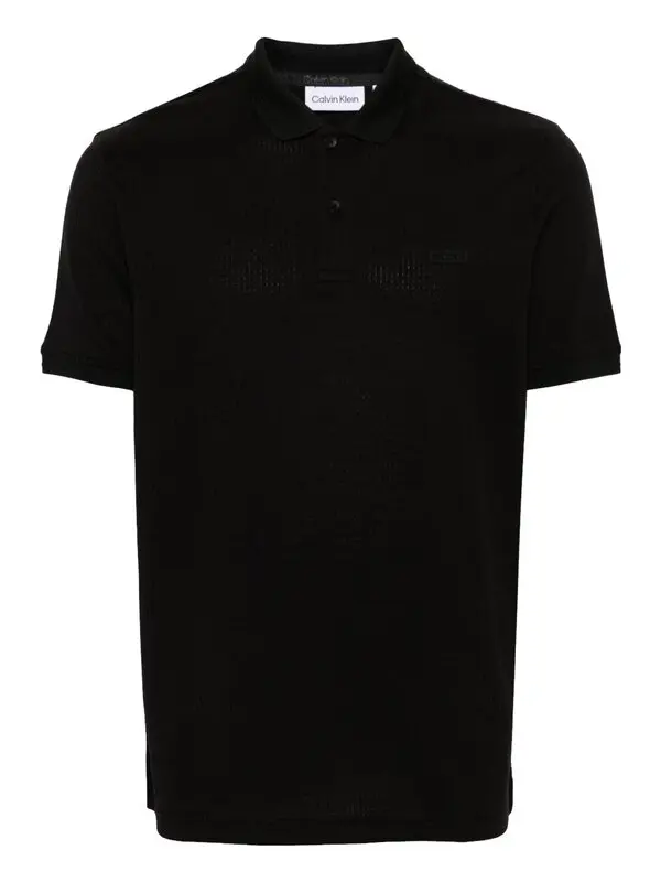 Calvin Klein Logo-patch Cotton Polo Shirt - Black