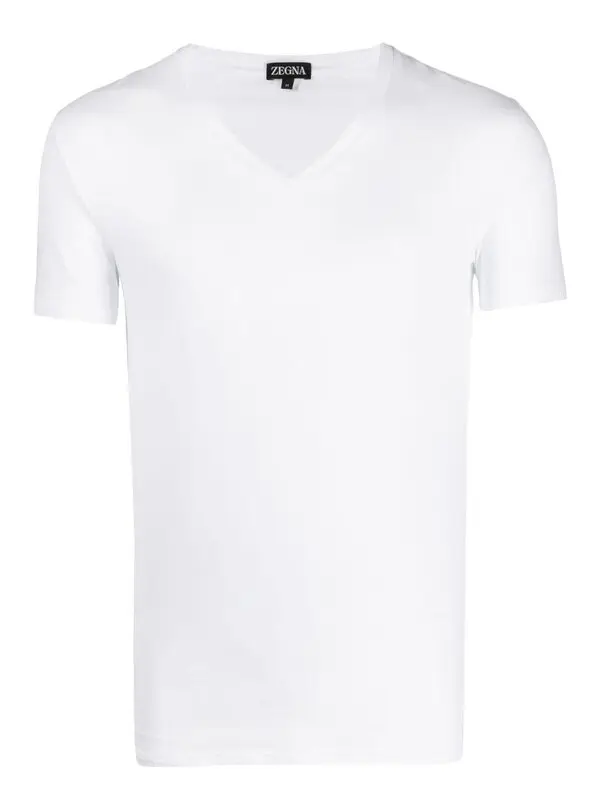 Zegna V-neck Stretch-cotton T-shirt - White