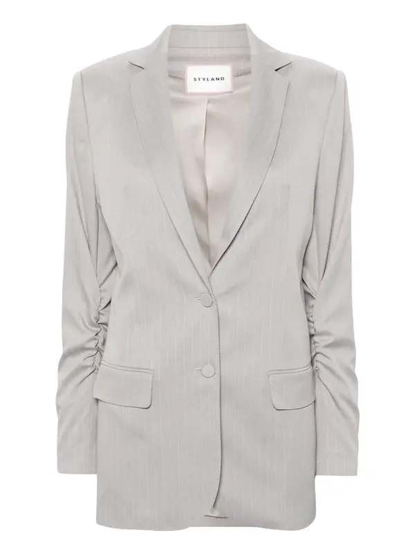 STYLAND Pinstriped Single-breasted Blazer - Grey