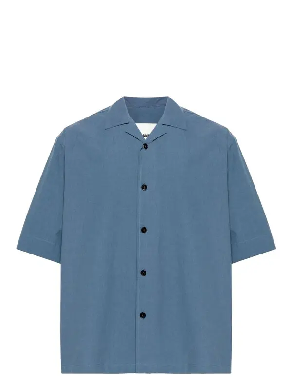 JIL SANDER Camp-collar Cotton Shirt - Blue