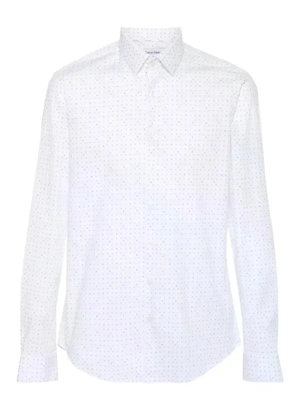 Calvin Klein Geometric-print Cotton Shirt - Yaf Bright White