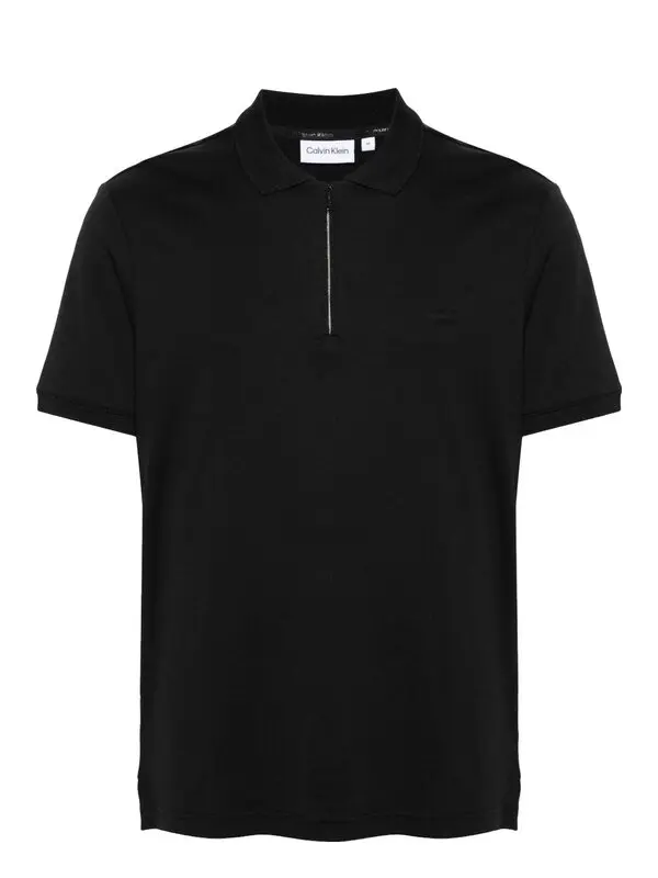 Calvin Klein Logo-patch Organic Cotton Polo Shirt - Black