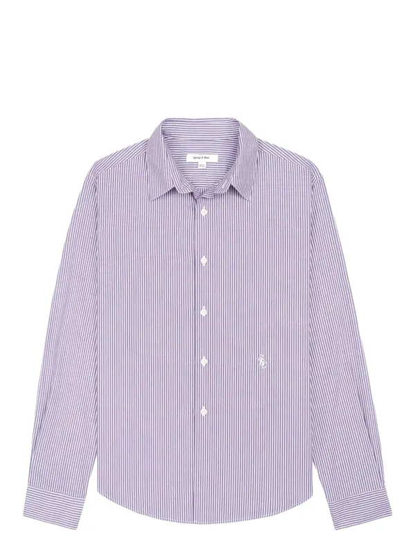 SPORTY & RICH Logo-embroidered Striped Shirt - Purple