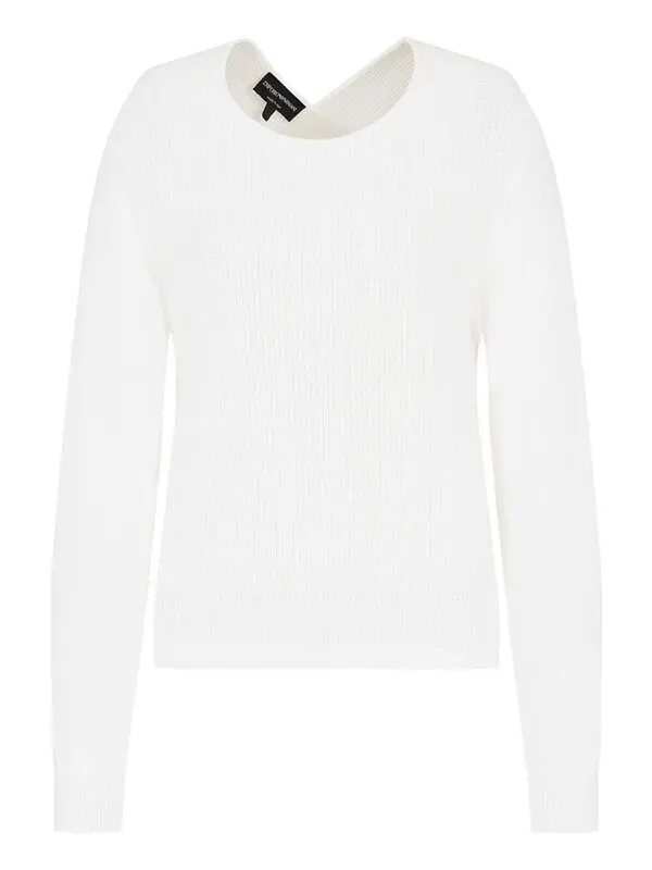 Emporio Armani Cut-out Ribbed-knit Jumper - White