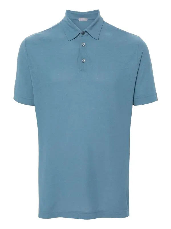 ZANONE Fine-knit Cotton Polo Shirt - Blue
