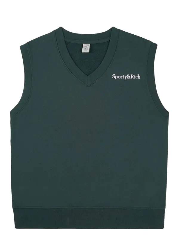 SPORTY & RICH Serif Logo Cotton Vest - Green