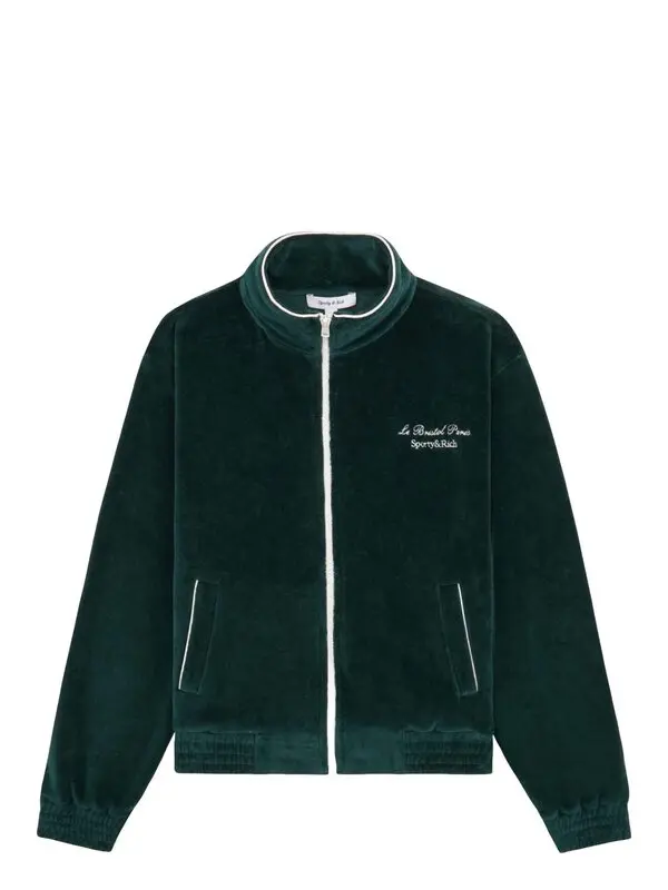 SPORTY & RICH Faubourg Cotton Velour Track Jacket - Green