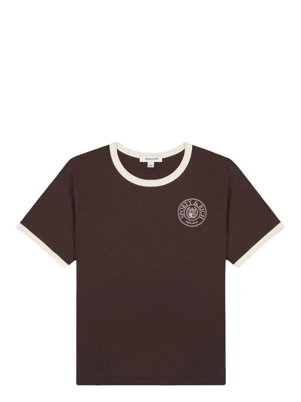 SPORTY & RICH Connecticut Logo-print Cotton T-shirt - Brown