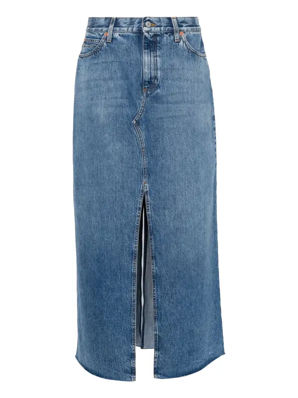 Gucci Horsebit-detail Denim Maxi Skirt - Blue