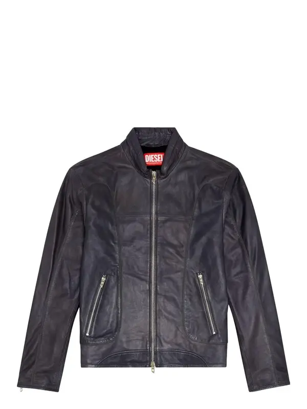DIESEL® L-krix Leather Biker Jacket - Black
