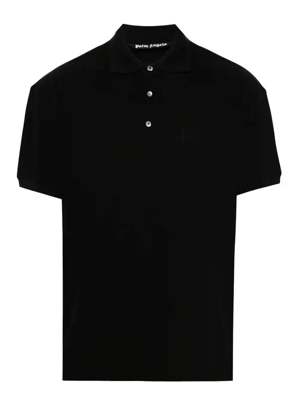 Palm Angels Logo-embroidered Cotton Polo Shirt - Black