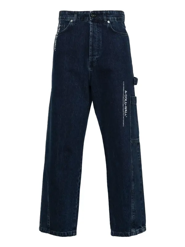 A-COLD-WALL* Logo-printed Wide-leg Jeans - Blue