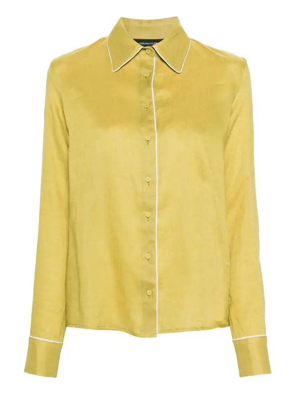 Fabiana Filippi Piped-trim Linen Shirt - Green