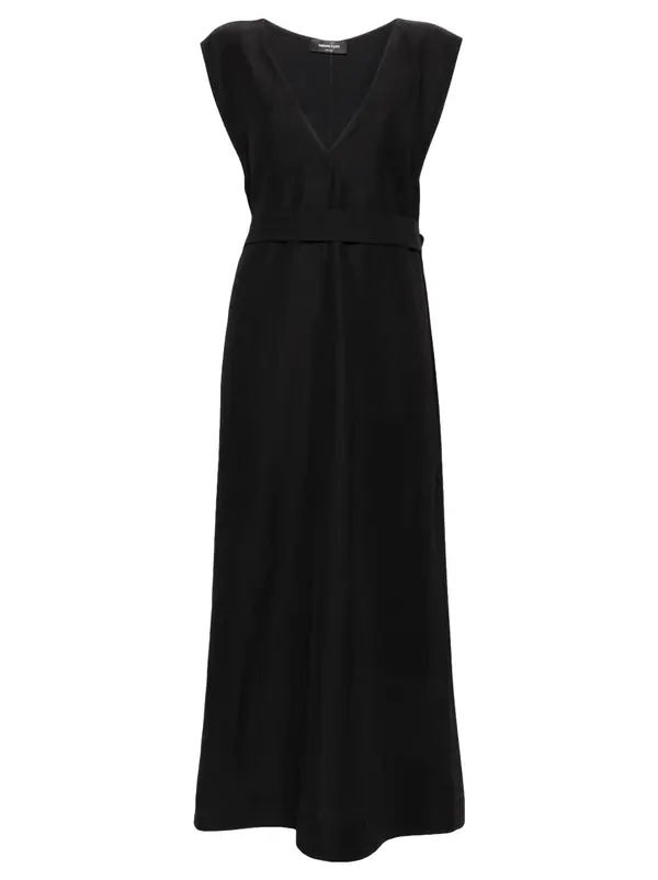 Fabiana Filippi Belted Crepe Midi Dress - Black