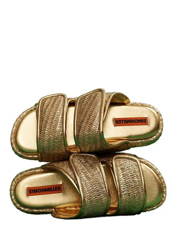SIMONMILLER Cro Raffia Slide Sandals - Gold