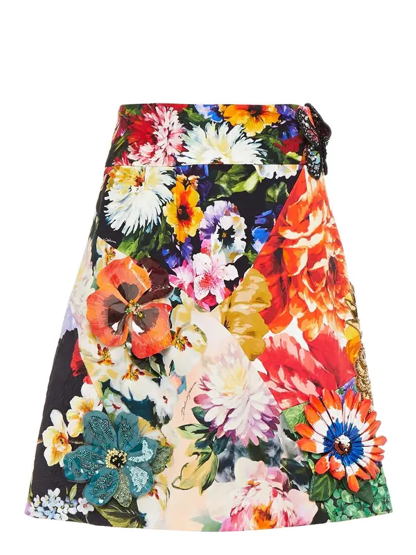 Dolce & Gabbana Floral-print Crepe De Chine Mini Skirt - Orange