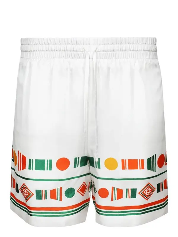 Casablanca Geometric Print Silk Shorts - White
