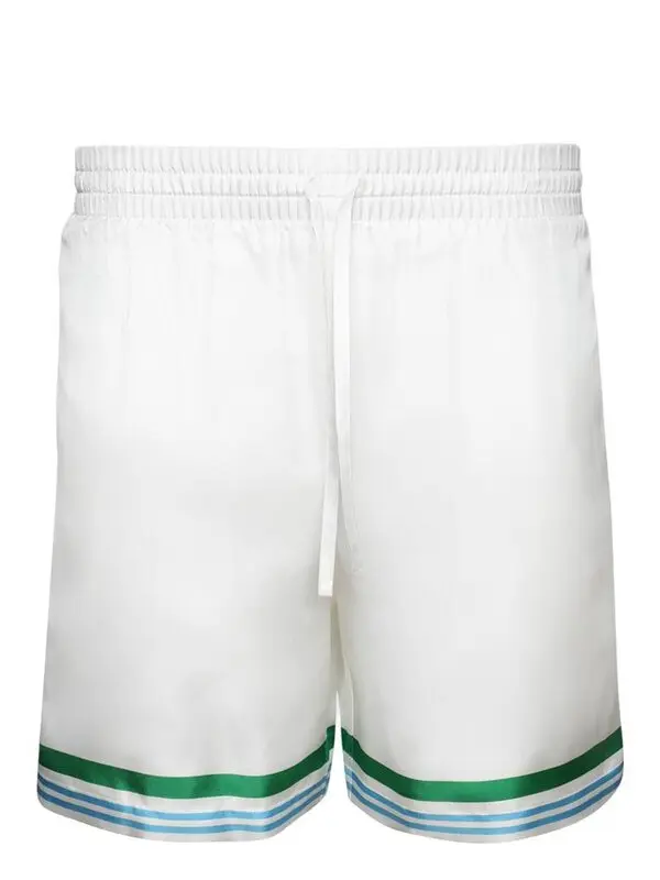 Casablanca Striped Drawstring Shorts - White