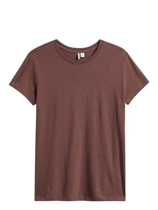 Nordstrom Pima Cotton Slub Crewneck T-shirt - Brown Roast