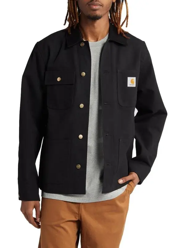 Carhartt Work In Progress Michigan Canvas Coat - Black/black Rigid