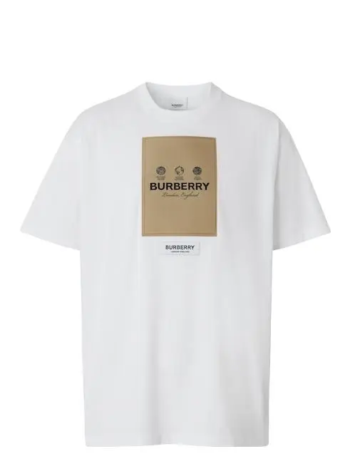 Burberry Label Applique Cotton Oversized T-shirt - White