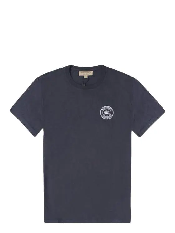 Burberry Embroidered Logo Cotton T-shirt - Navy Blue