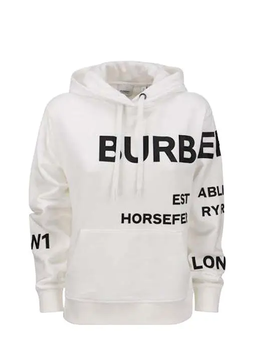 Burberry Horseferry Print Cotton Oversized Hoodie - White