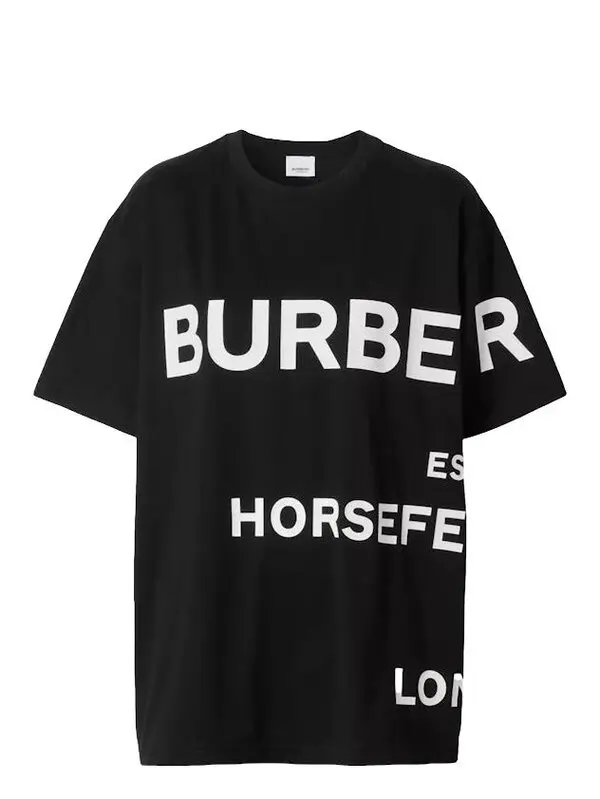 Burberry Horseferry Print Cotton Oversized T-shirt - Black White